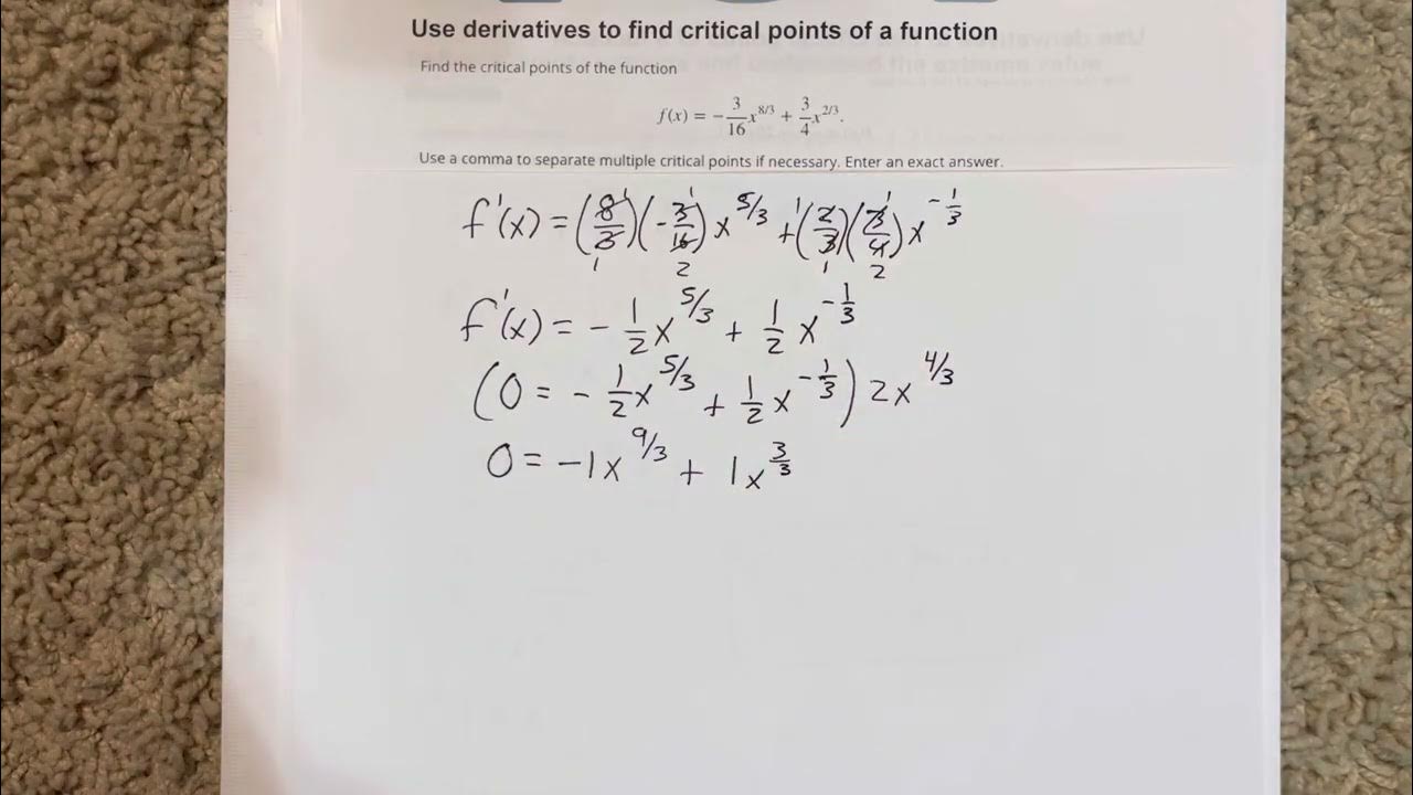 Use derivatives to find critical points of a function - YouTube