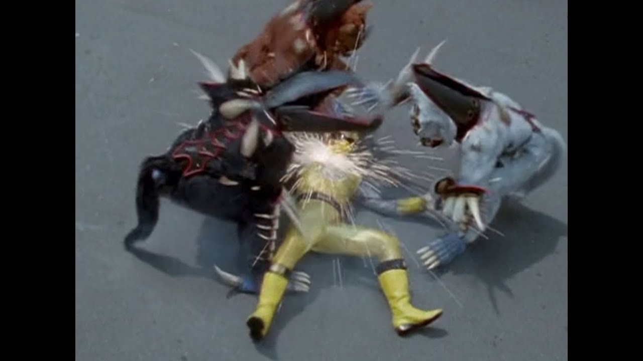 絶叫敗北 背が高く筋肉質な黄色のレンジャー 忍風戦隊ハリケンジャー scream. defeat. tall muscular yellow ...