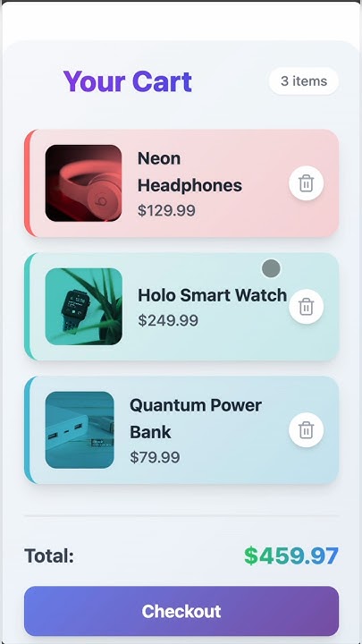 React Animated Cart UI with Frame Motion | Clean Design & Interactive ...