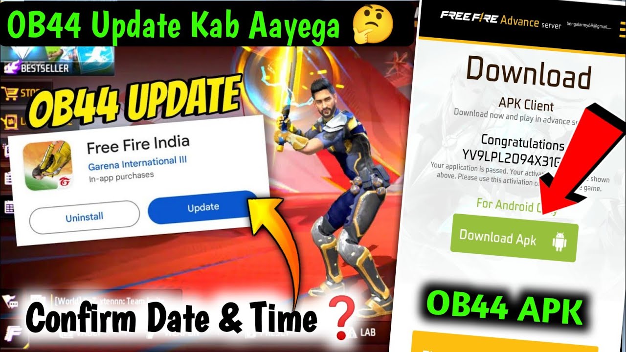 FREE FIRE OB44 UPDATE || OB44 UPDATE FREE FIRE || ADVANCE SERVER OB44 ...