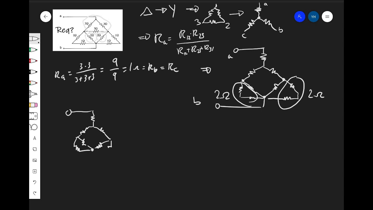 Circuits 1 - Delta to Y equivalent resistance circuit - Electrical ...