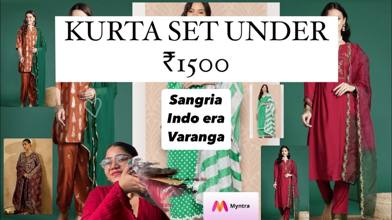 KURTA SET UNDER ₹1500 FROM MYNTRA || SANGRIA || INDO ERA || VARANGA ...