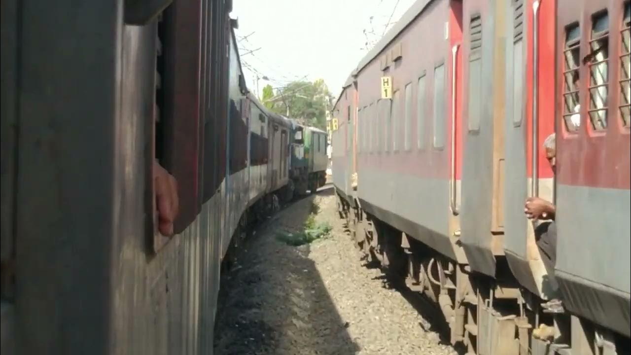 01487 Pune Harangul Special Express crossing Solapur Pune Hutatma Express near Jinti Road ...
