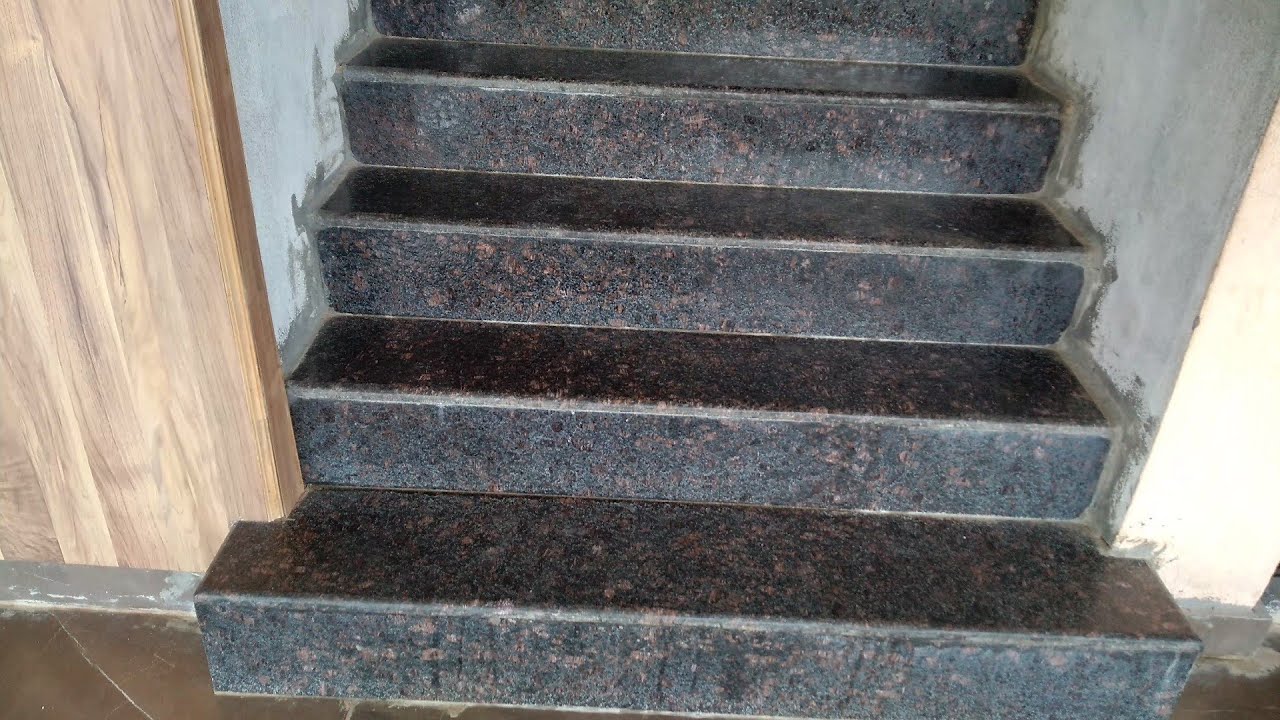 Lapatar granite steps into 4by1 and 2 by 4 tiles - YouTube