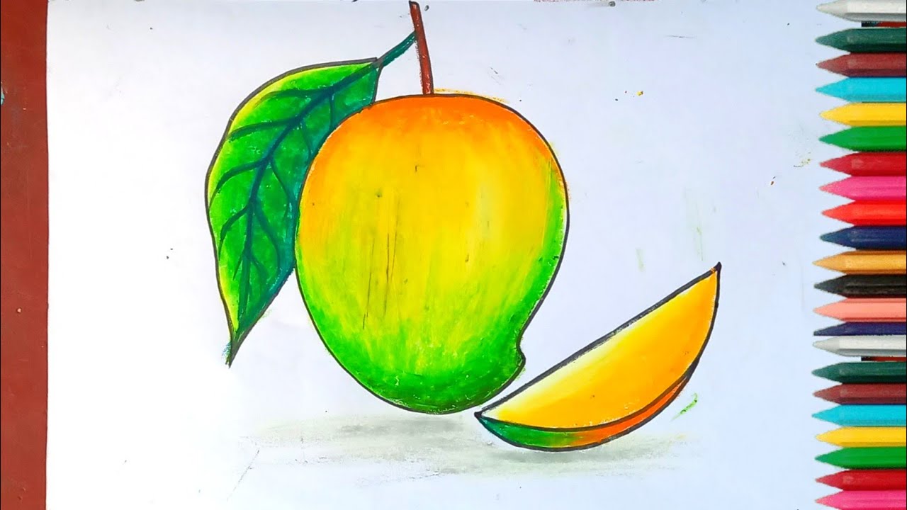 mango drawing with oil pastel color - YouTube