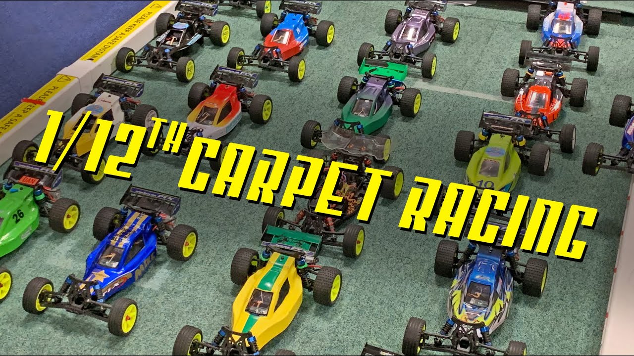 Fun indoor carpet racing - 1/12 RC buggy - YouTube