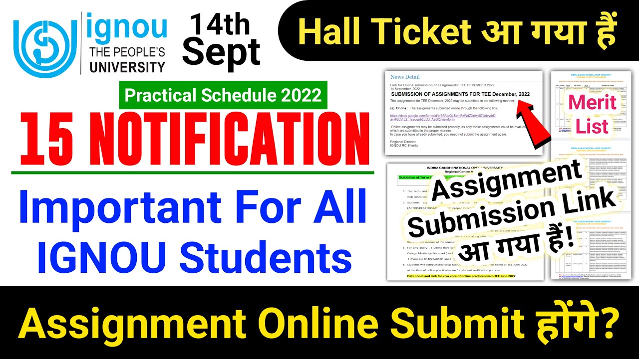 IGNOU Released Online Assignment Submission Link | Hall Ticket | Merit ...