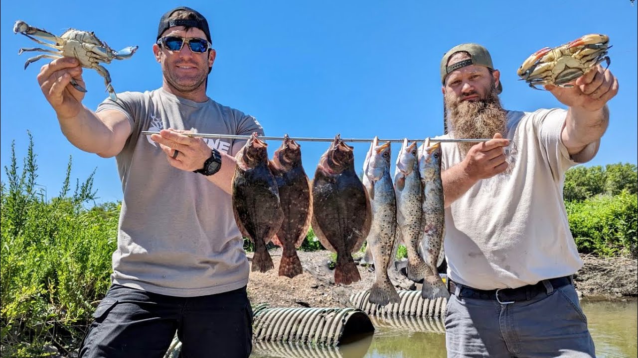 LOUISIANA ROADSIDE DITCH Fishing for Blue Crab, Flounder and Speckled ...