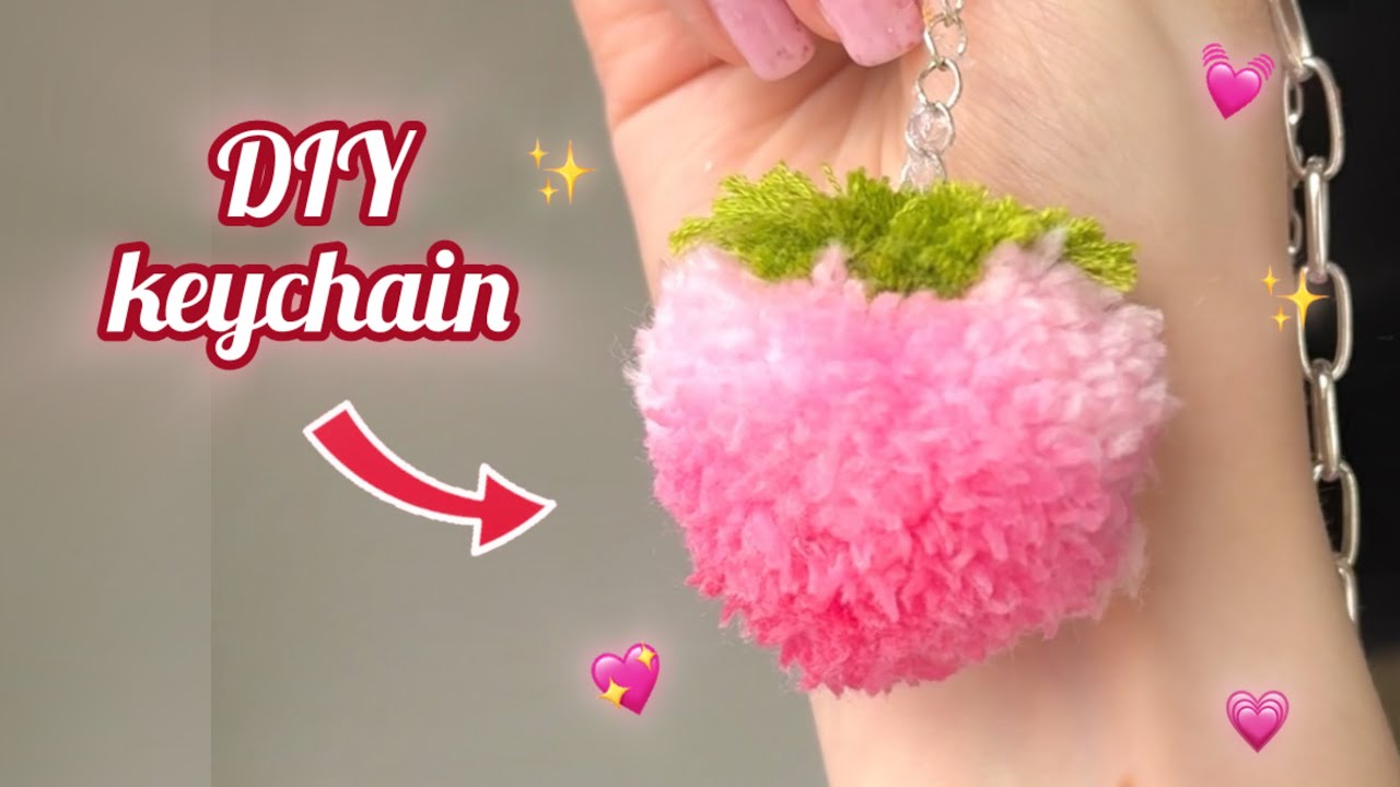 DIY strawberry keychain | How to Make Thread Keychain 🍓 - YouTube