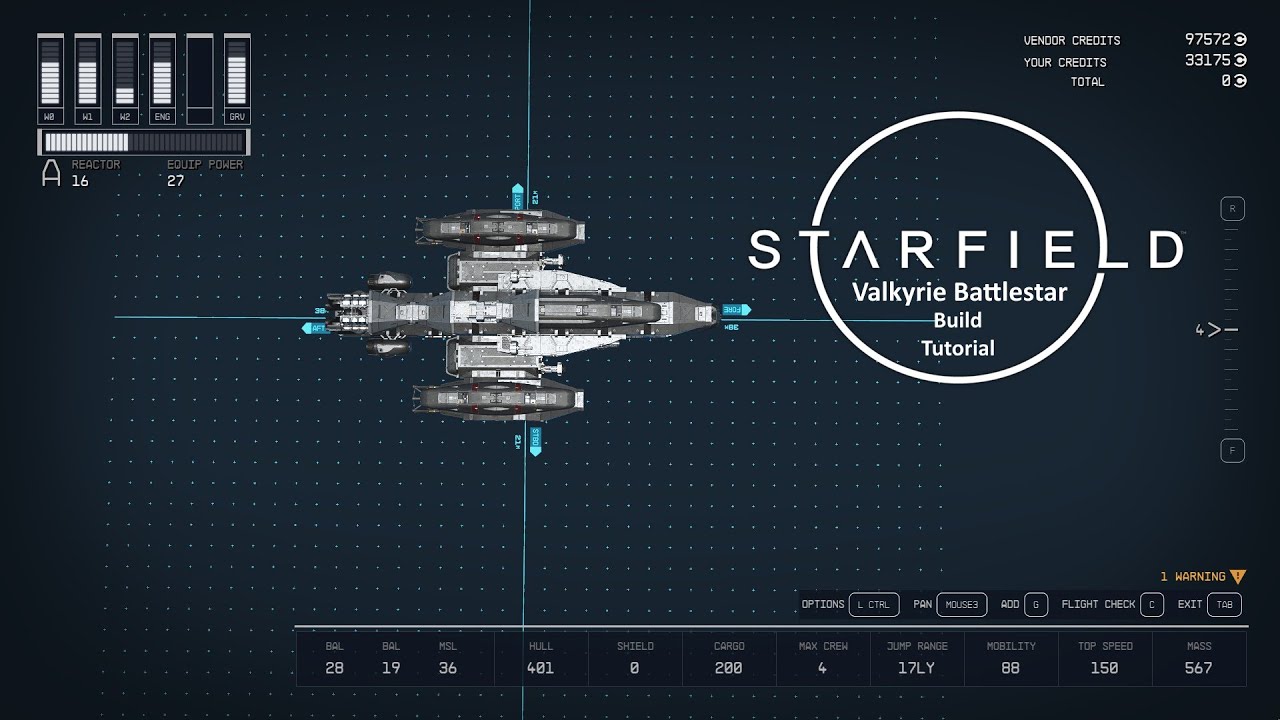 STARFIELD - Valkyrie Battlestar Ship Build Tutorial - YouTube
