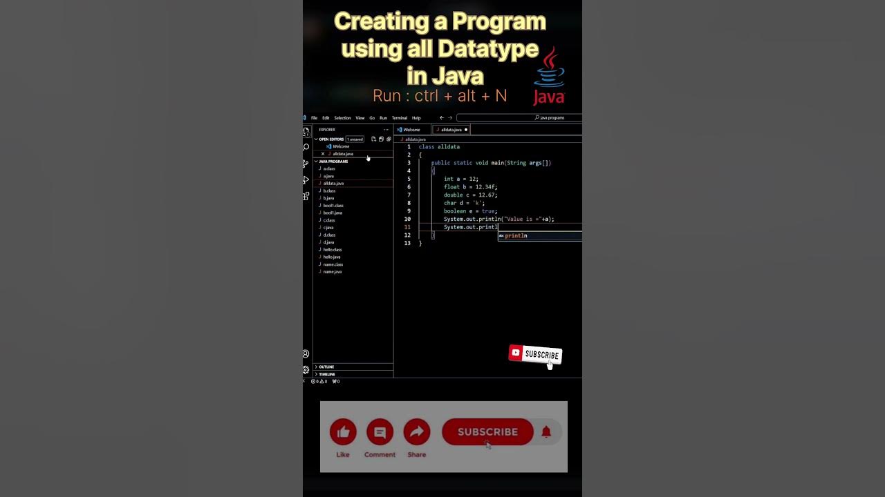 program of datatype variable in Java | #shorts #youtube #ytshorts #trending #youtubeshorts # ...