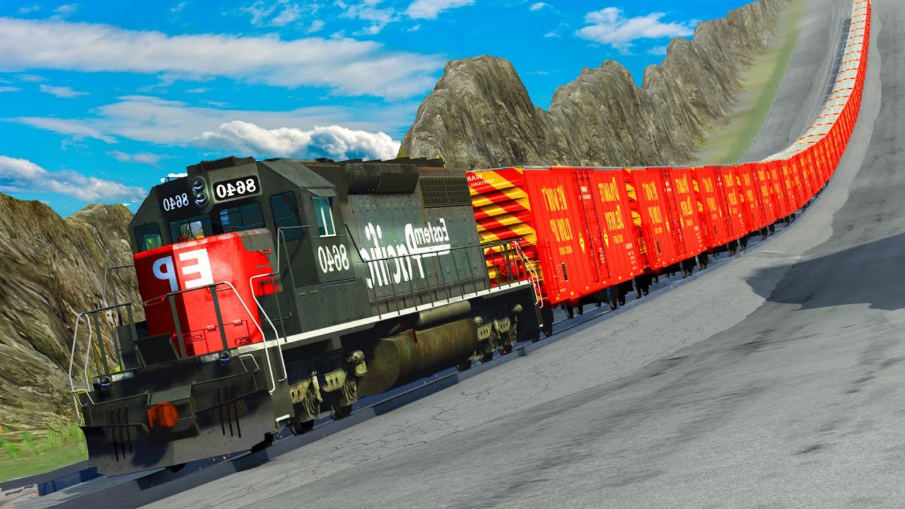 Freight Trains High-Speed Downhill Accidents Derailments #49 BEAMNG.Drive STREAM - YouTube