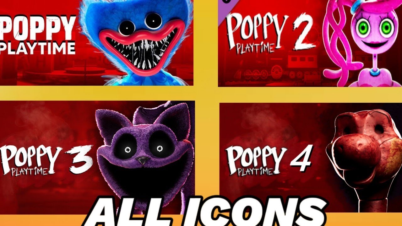 Poppy Playtime Chapter 1, 2, 3, 4, 5 All Icons & Banners | Poppy Playtime Icons - YouTube