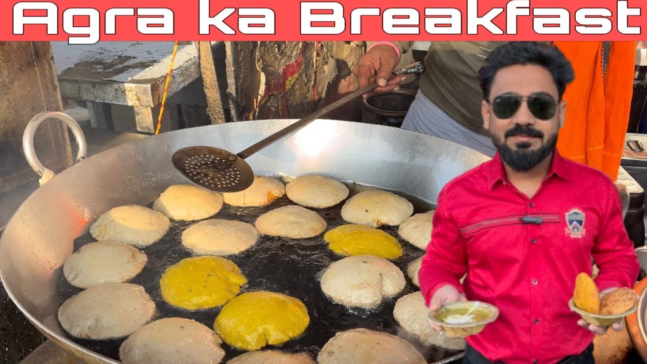 Agra's famous Breakfast Bedai kachori & puri | Dahi Jalebi | Dosa ...