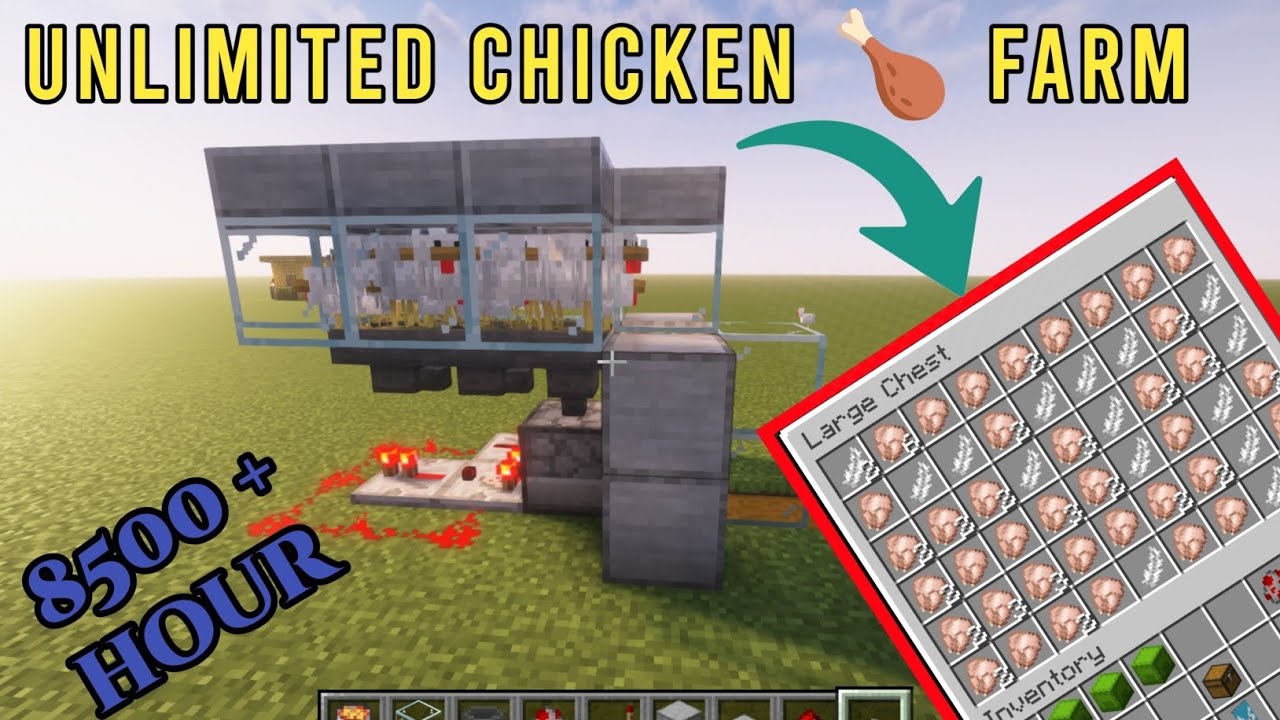 unlimited Chicken Farm 🍗🐔 Minecraft| 8500 + hour | #minecraft - YouTube