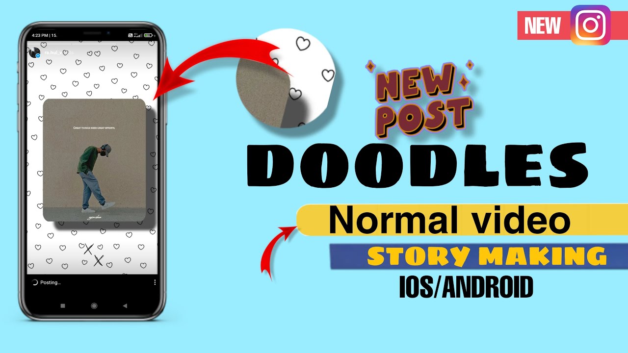 Repost Story + Share Reels Round Edges And Doodles Background Adding ...