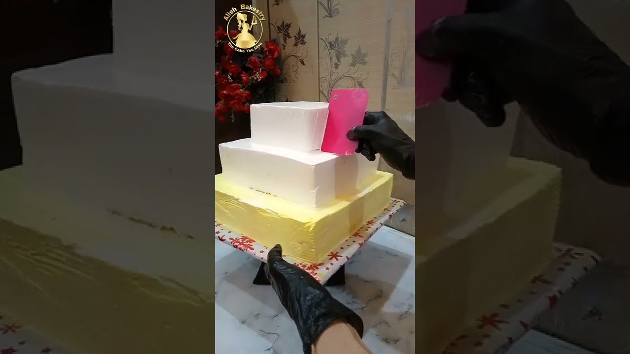 3 Step Square Cake Decorating / How to Make 3 Tier Square Cake / Square ...