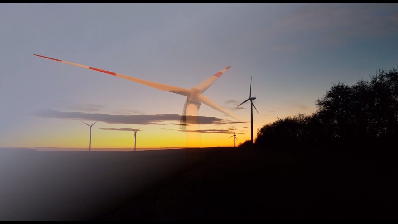 Repower wind turbines at beautiful sunset - YouTube