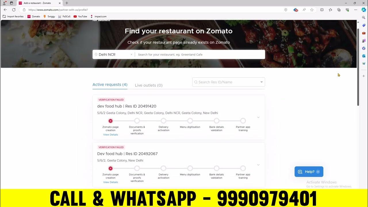 Zomato Verification Failed | Zomato Verification Failed problem solved | Zomato onbording ...