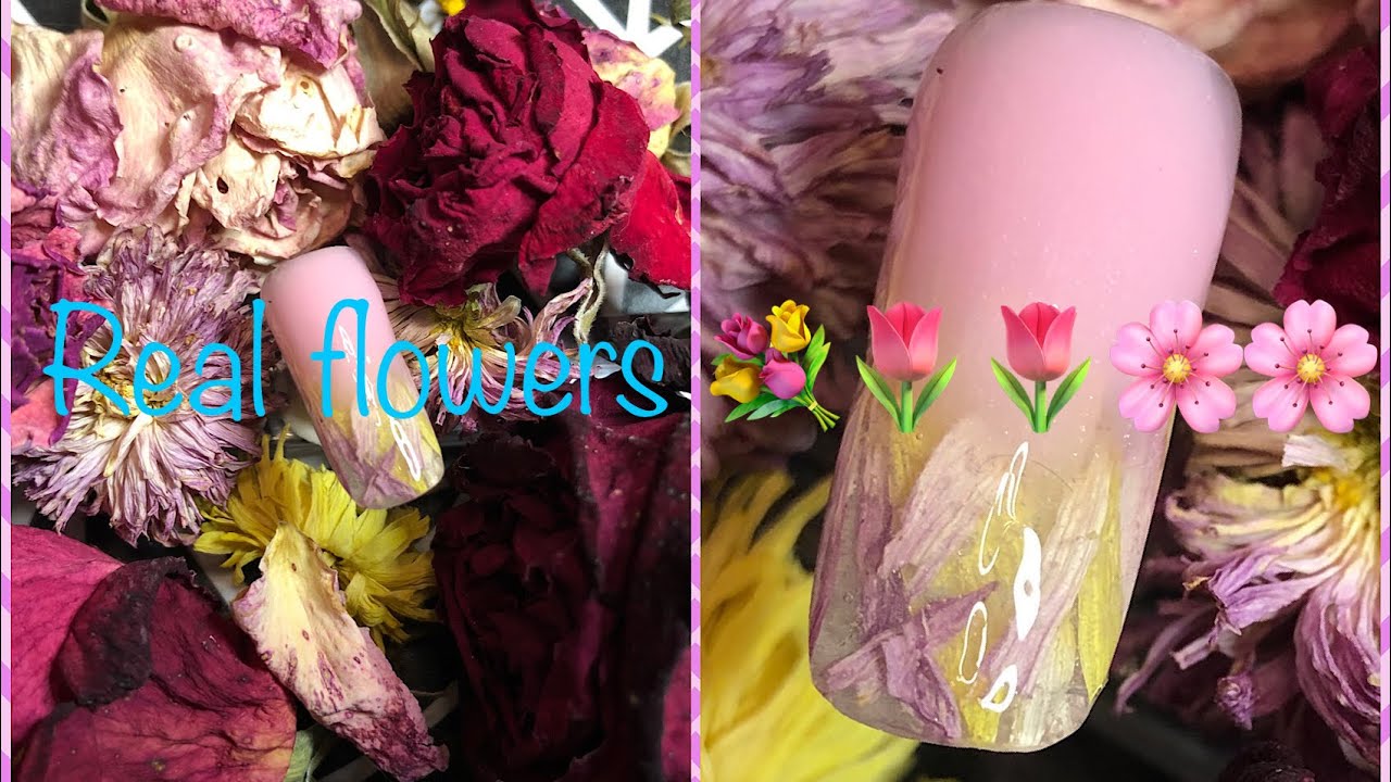 Nail extension with real flowers 💐🌸🌻🌺🍀💅🌺🥀🌼🌻 - YouTube