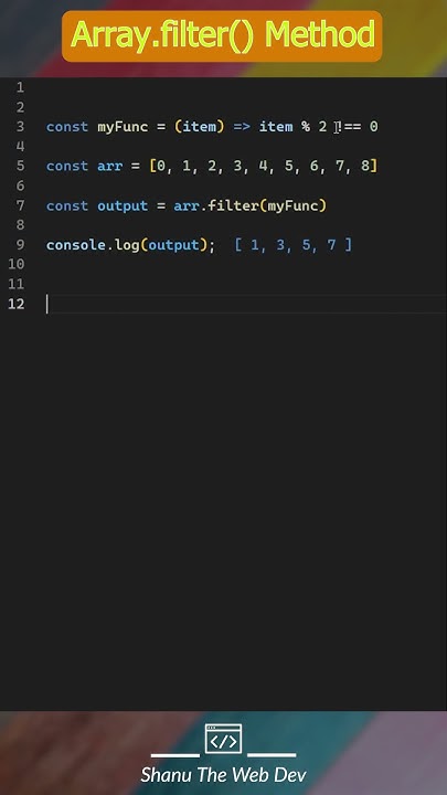 Javascript Arrayfilter Method Javascript Js Array Arrayjavascript Youtube