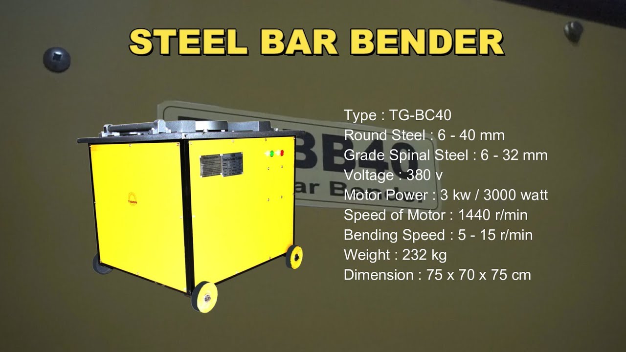 PENEKUK BESI | STEEL BAR BENDER | BAR BENDING MACHINE | TIGON TG-BB40 ...