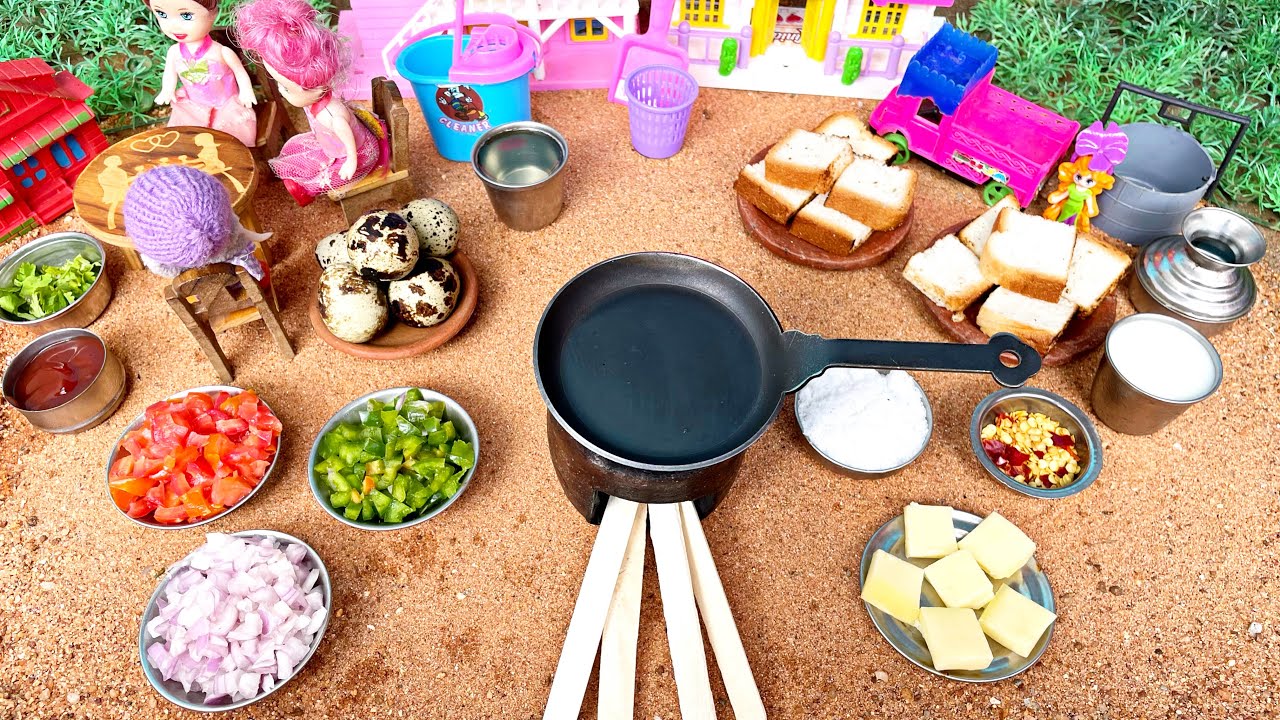 Miniature Cheesy Bread Omelette Sandwich Recipe | Easy Breakfast Recipe ...