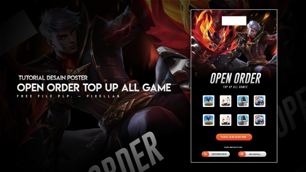 Tutorial Desain Poster Open Order Top Up All Game | Free File PLP ...