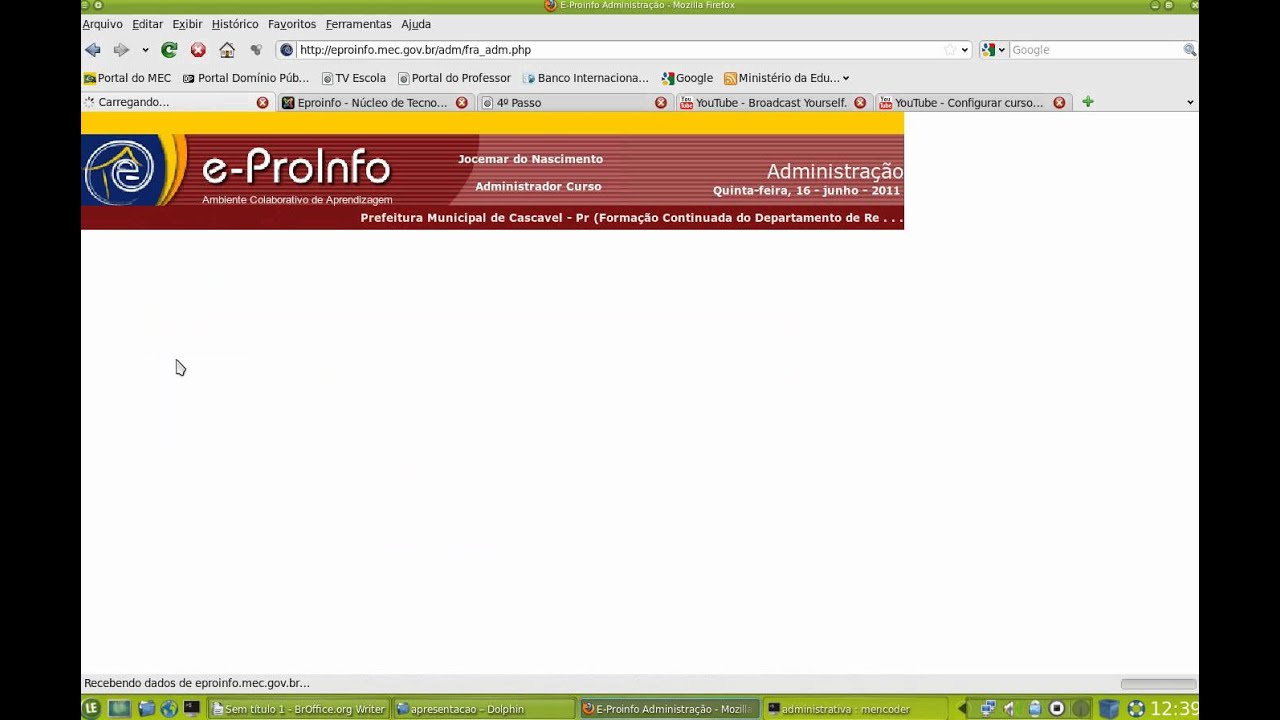 Configurar curso E-Proinfo - Passo 6 - YouTube