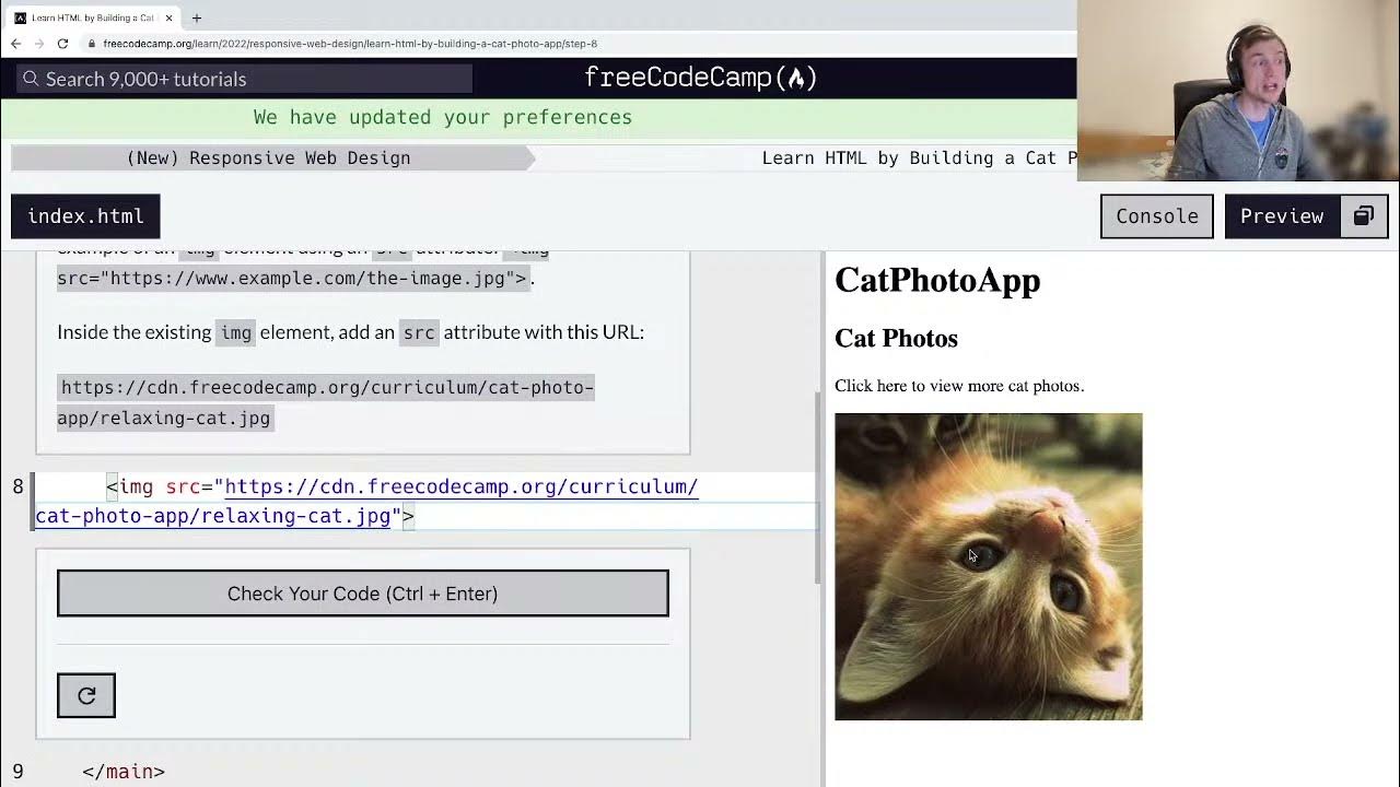Code Along - freeCodeCamp curriculum - HTML & Intro - YouTube