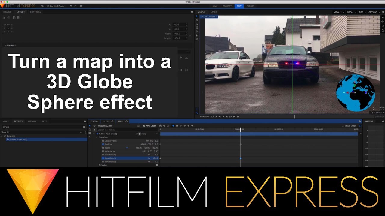 Hitfilm Tutorial Sphere effect - Turn a map into a 3D Globe - YouTube