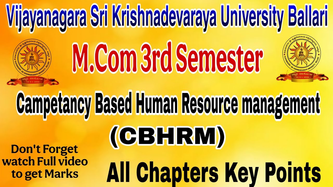 M.Com 3rd Semester Vskub | Campetancy Based Human Resource management ...