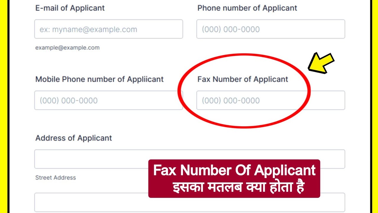 Fax number of applicant | What is the meaning of fax number of ...
