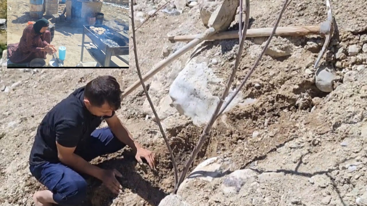 "Hassan Crossing the River to Plant Trees, and Soghri Baking Bread in ...