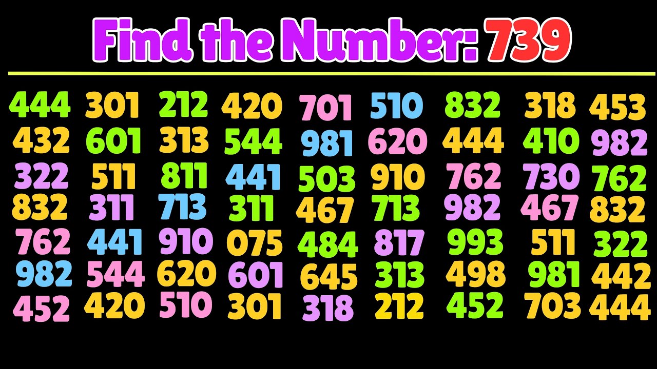 Find the Number "739". Test your eyes. Sharpen your Brain. Focus your ...