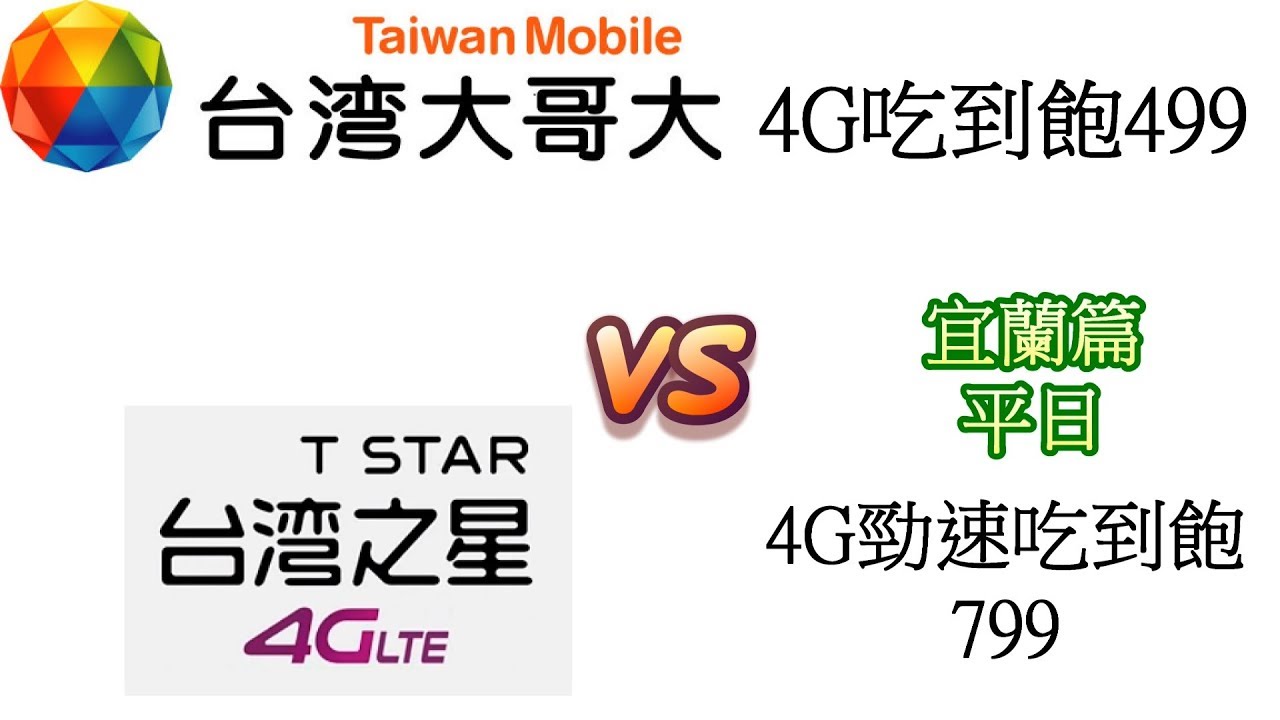 台灣之星4G 799吃到飽 VS 台哥大4G 499吃到飽 宜蘭篇平日 T-STAR 4G NT799 VS Taiwan Mobile 4G NT499 - YouTube