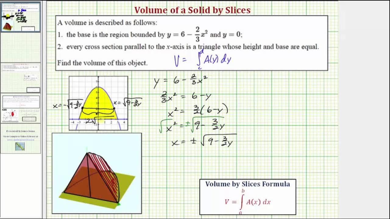 Ex: Volume of a Solid With Slices Parallel to X-axis (Triangle) - YouTube