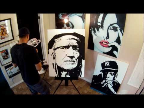 WILLIE NELSON TIME LAPSE PAINTING by CARSON GRIER - YouTube