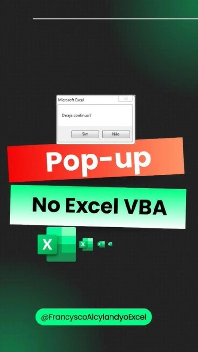 Como criar uma mensagem de pop-up no Excel msg box VBA - YouTube