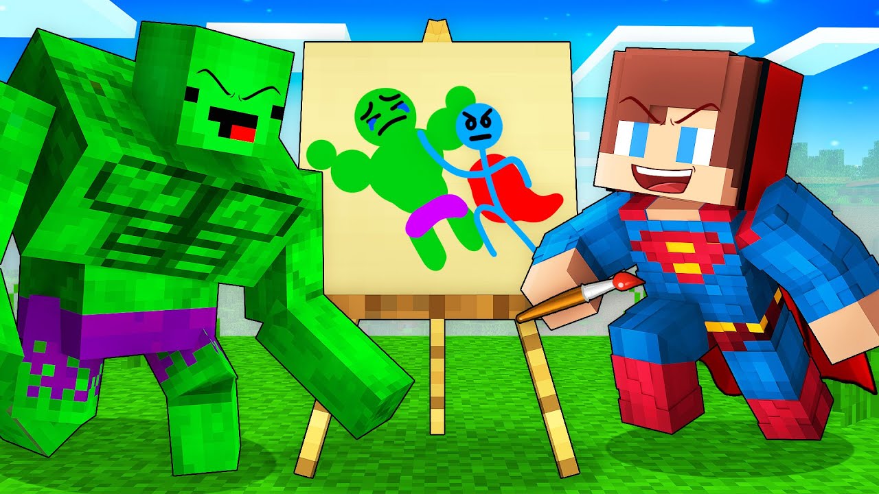JJ and Mikey: DRAWING BATTLE Superhero Edition in Minecraft - Maizen ...