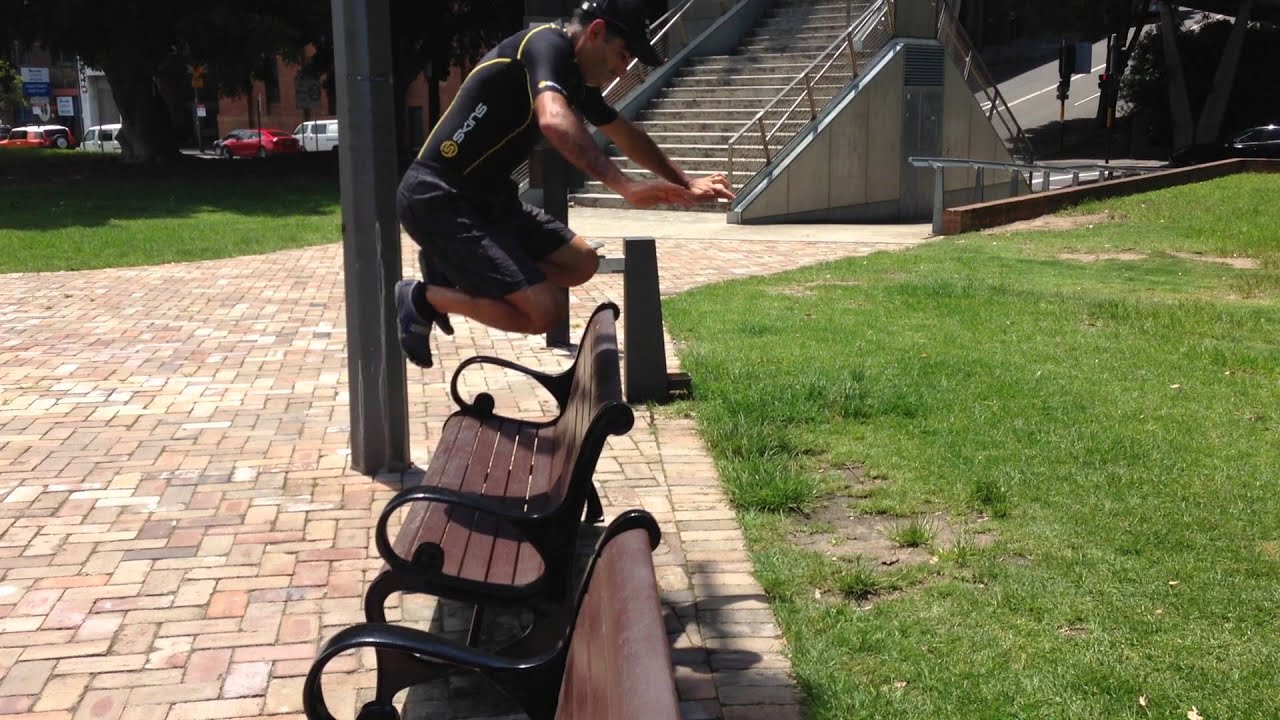 Jumping over a bench - YouTube
