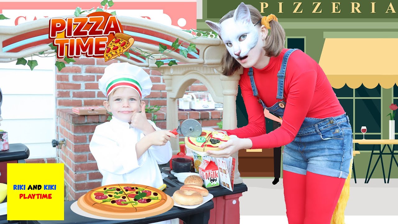 Riki pretend play Italian restaurant. Chef Riki prepares delicious ...
