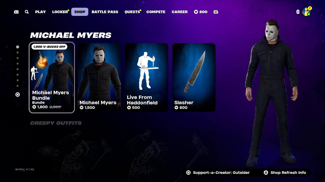 FORTNITE MICHAEL MYERS HALLOWEEN BACK,VENOM MOVIE SKINS, MARVEL ...