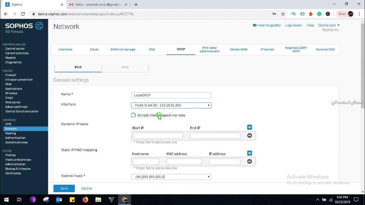 how to configure DHCP in sophos XG 230 Firewall - YouTube