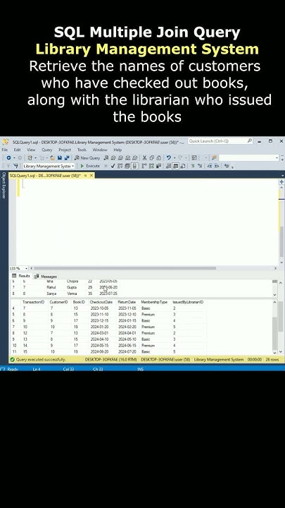 sql scenario based interview tutorial Multiple joins on library management system #sql - YouTube