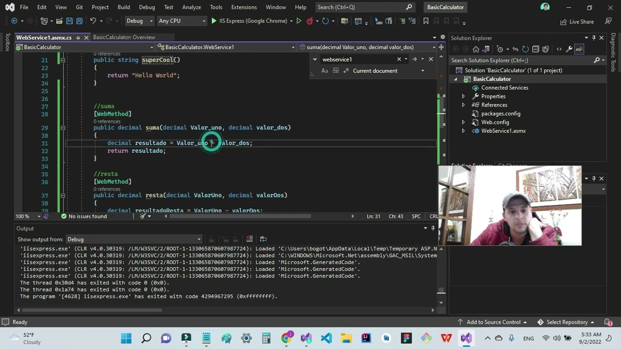 Calculadora Basica C Net Asmx Web Programacion Avanzada Aca2 Youtube 9725