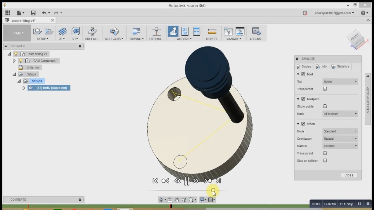 Drilling In Fusion 360 Cam Simulation Youtube