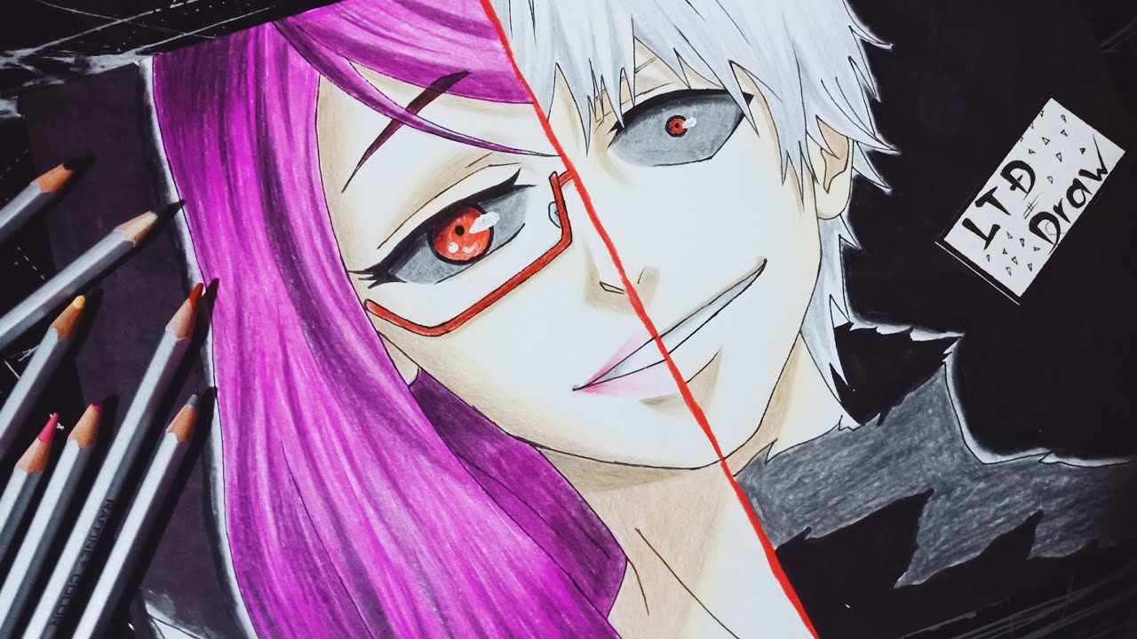 Draw Kaneki Ken And Kamishiro Rize - Tokyo Ghoul - Vẽ Kaneki Ken Và ...