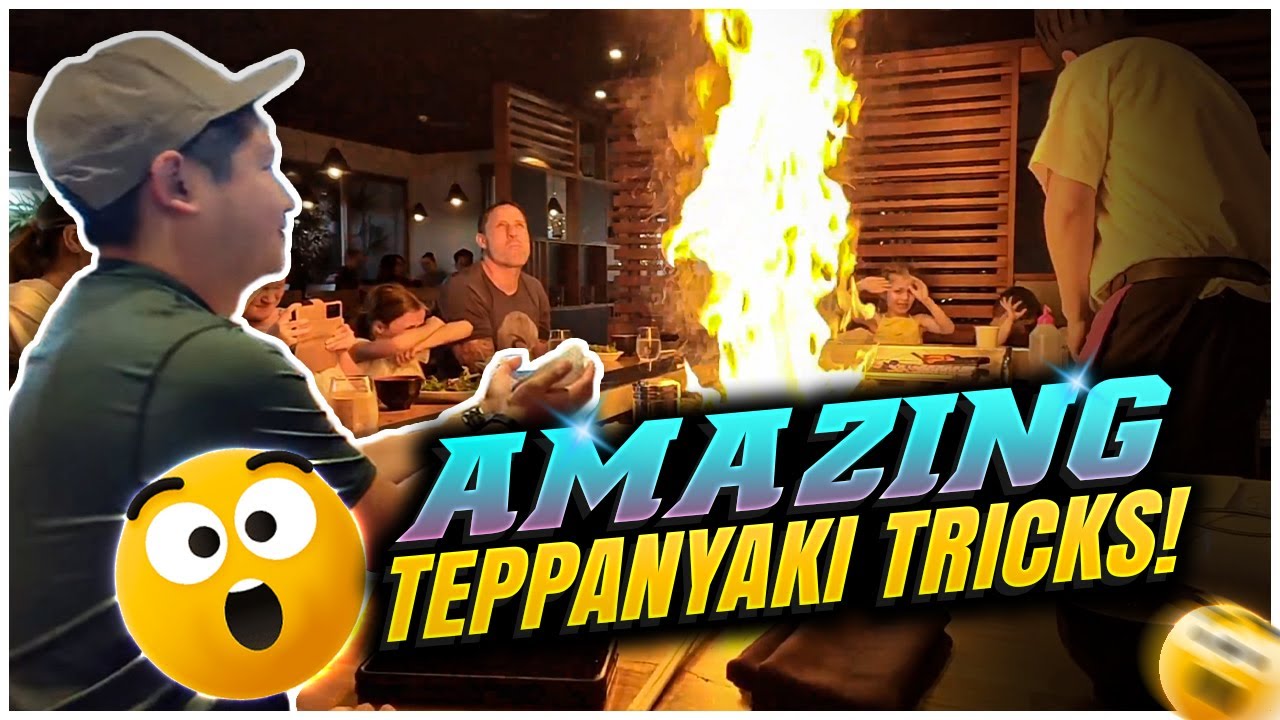 AMAZING TEPPANYAKI TRICKS! Hatsuhana Japanese Restaurant / SEAWORLD ...