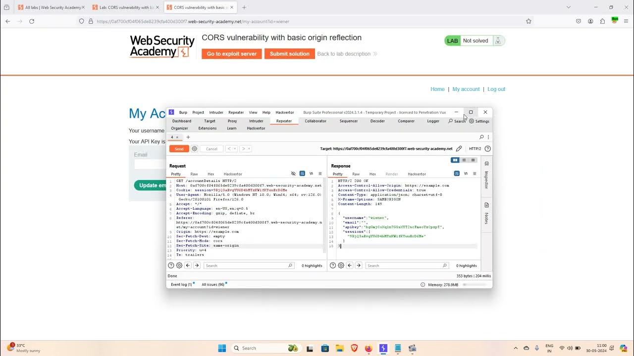 CORS vulnerability with basic origin reflection - YouTube